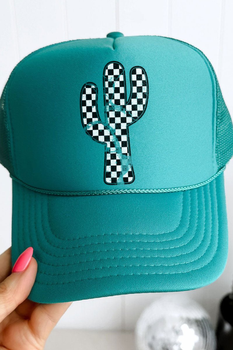 Checkered Cactus Otto Jade Foam Front Trucker Hat | Wholesale Accessory ...