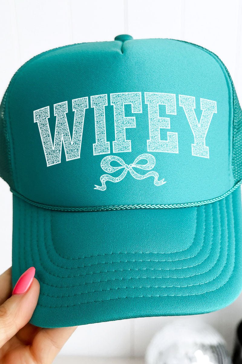 White Lace Wifey Otto Jade Foam Front Trucker Hat | Wholesale Accessory ...