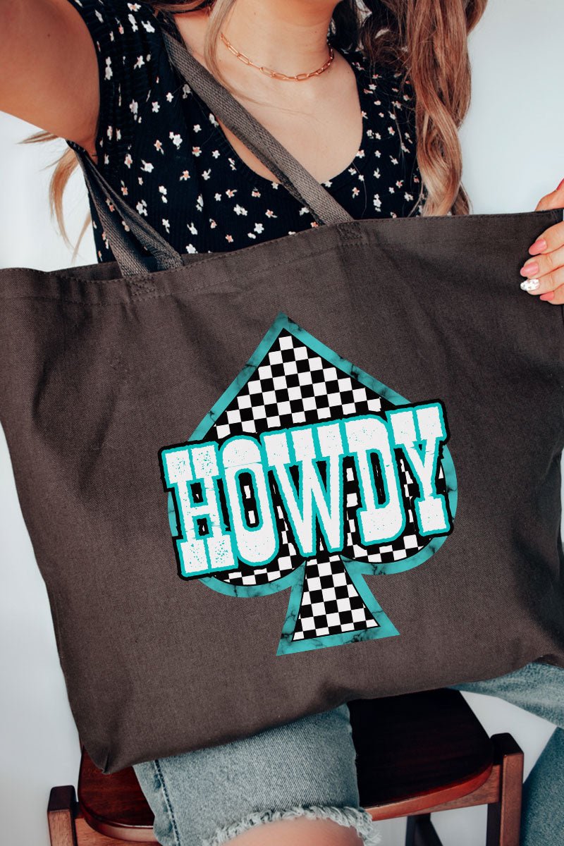 Howdy Checkered Spades Canvas Jumbo Tote | Wholesale Accessory Market