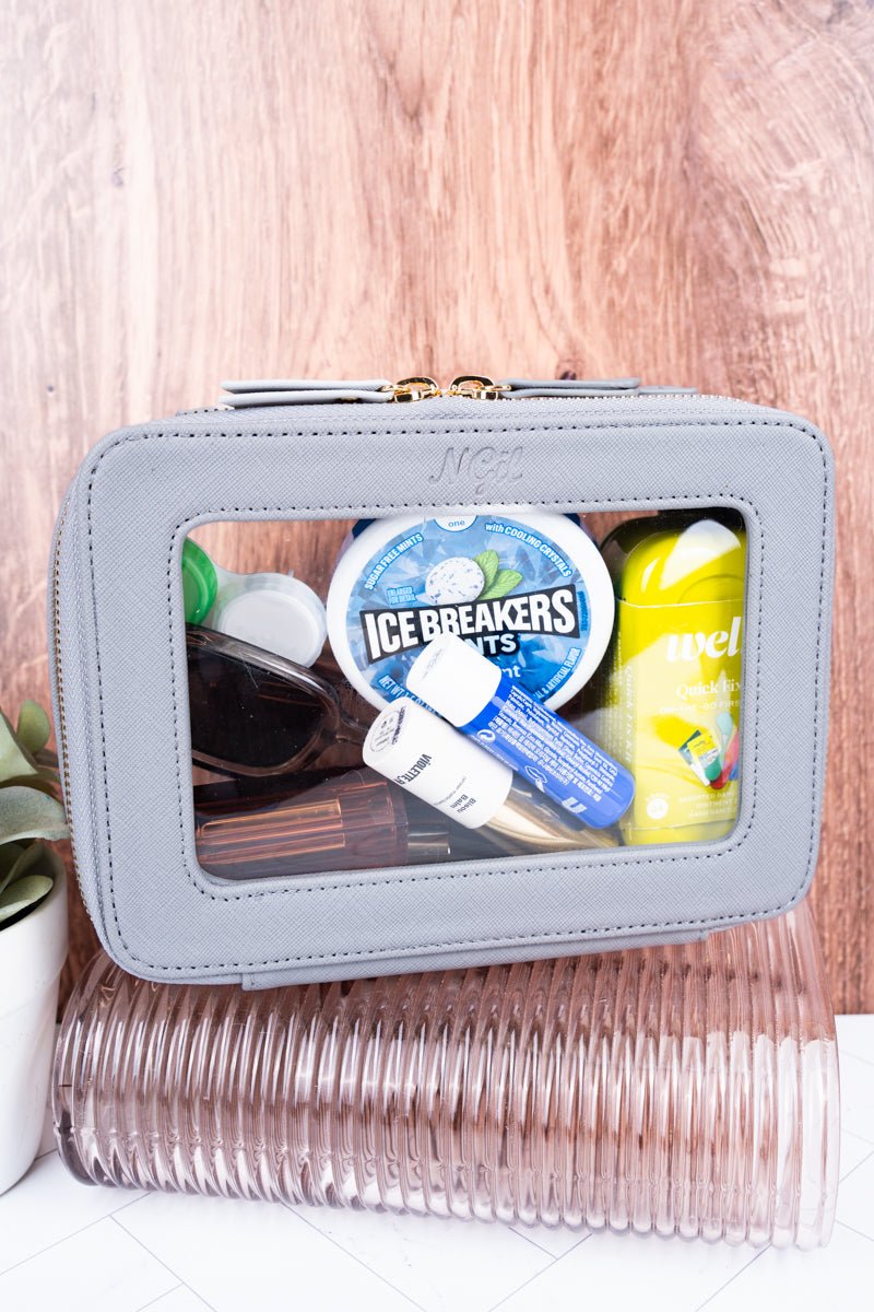 Clear The Way Gray Faux Leather Toiletry Case | Wholesale Accessory Market