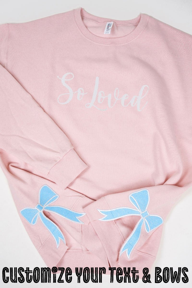 Blush Pink You Design It Embroidered Side Bows Unisex NuBlend Crew ...