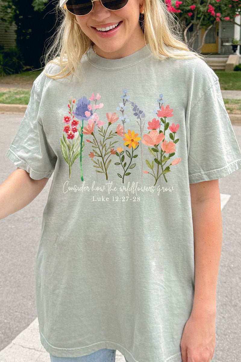 Consider How The Wildflowers Grow Adult Ring-Spun Cotton Tee ...