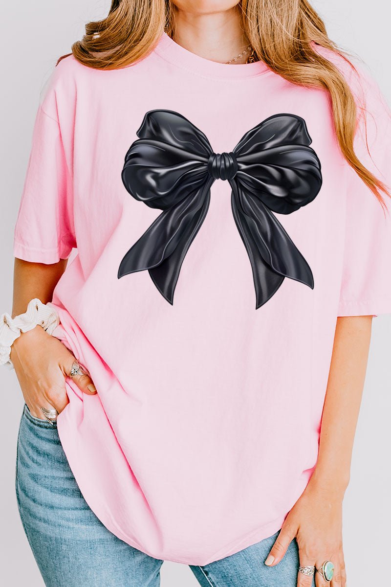 Satin Black Bow Adult Ring-Spun Cotton Tee | Wholesale Accessory Market
