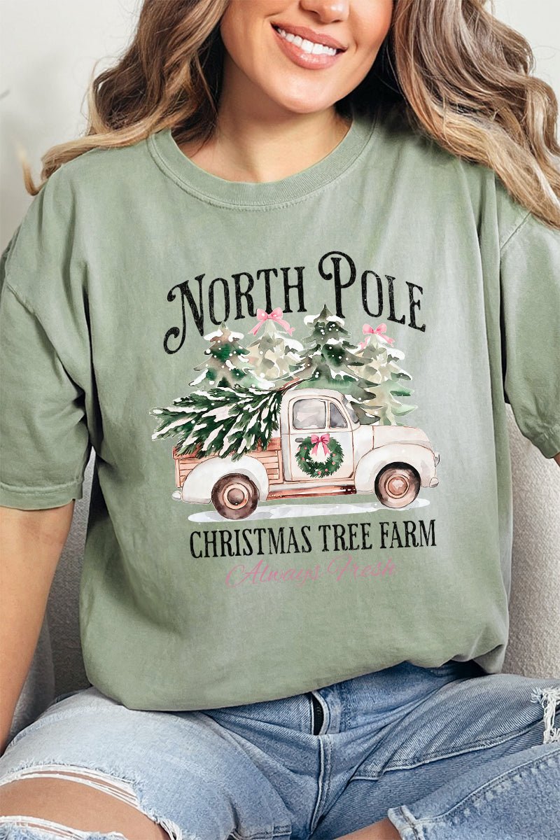 Truck North Pole Tree Farm Adult Ring-Spun Cotton Tee | Wholesale ...
