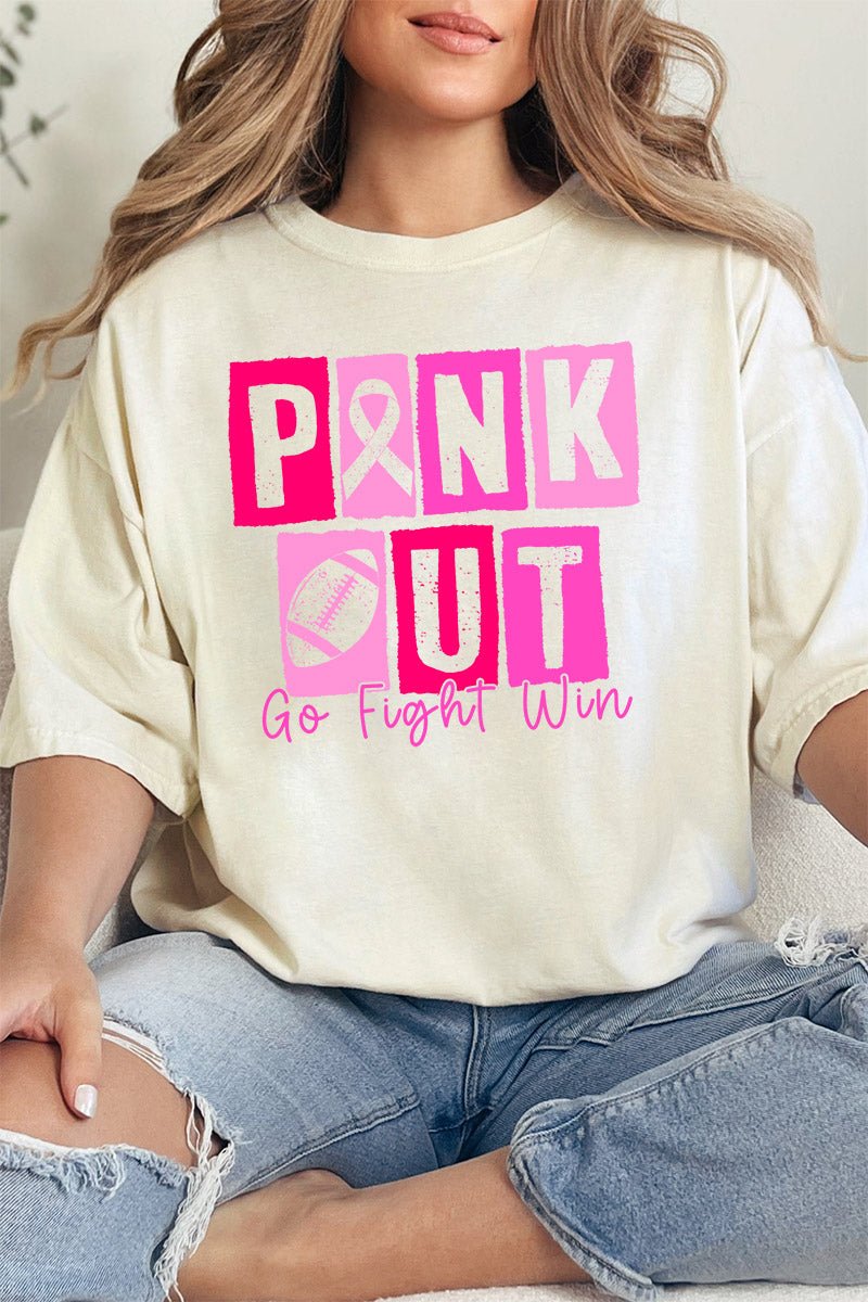 Block Pink Out Go Fight Win Comfort Colors Adult Ring-Spun Cotton Tee ...