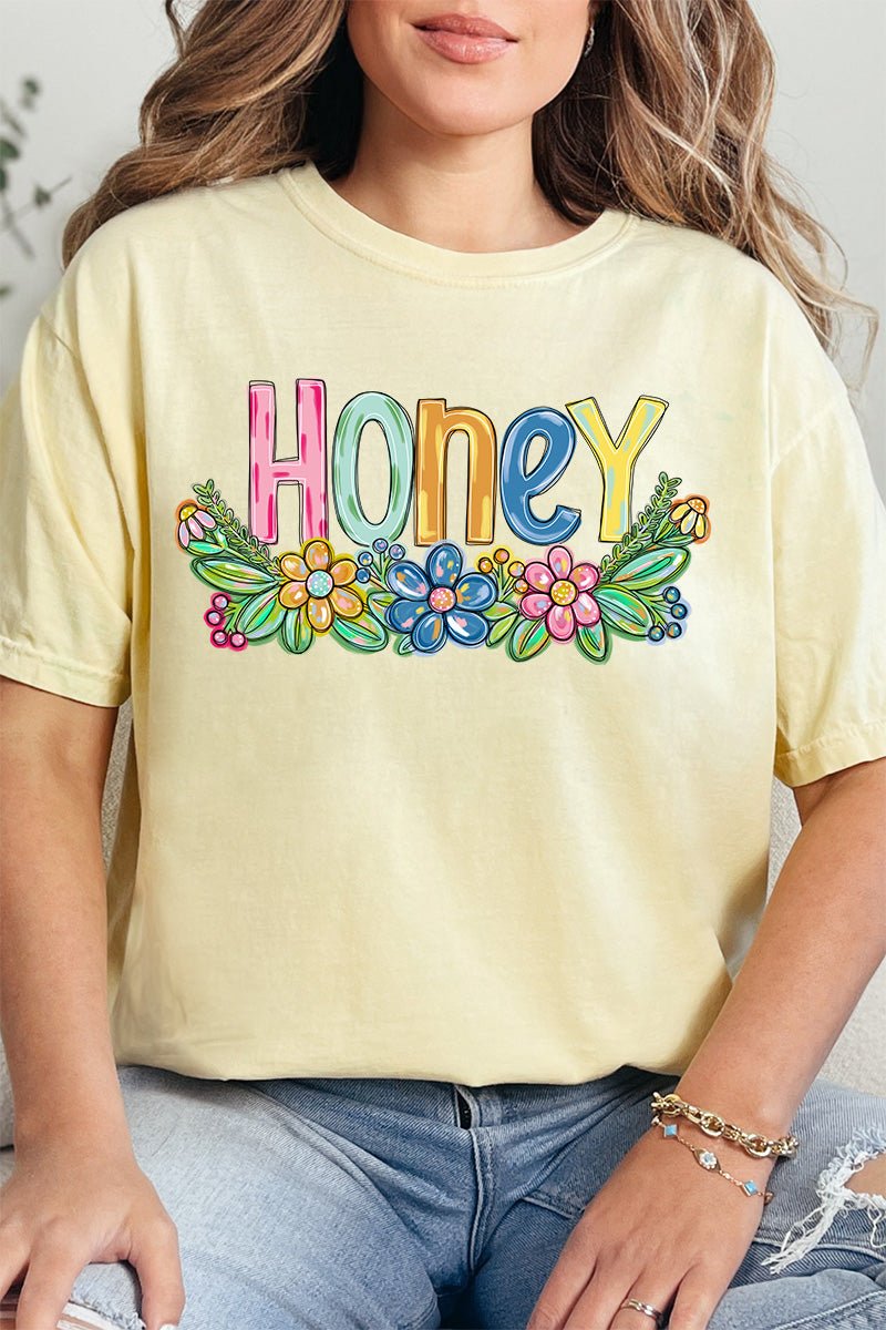 Spring Floral Honey Adult Ring-Spun Cotton Tee | Wholesale Accessory Market