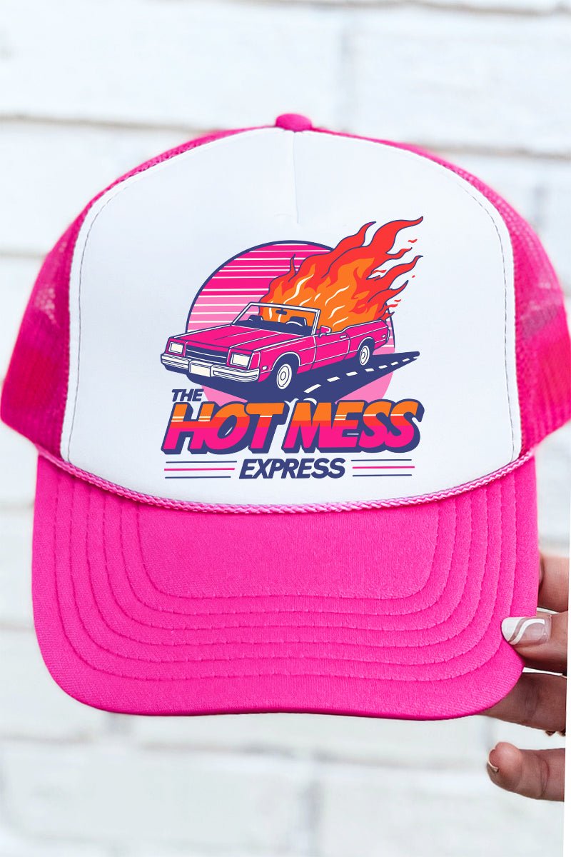 Hot Mess Express Otto Hot Pink with White Foam Front Trucker Hat ...