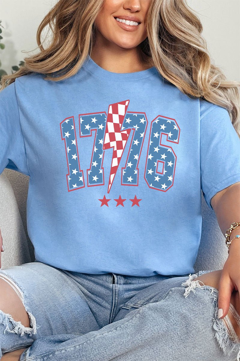Patriotic 1776 Lightning Bolt Short Sleeve Relaxed Fit T-Shirt ...