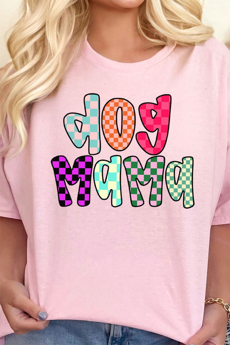 Colorful Checkered Dog Mom Short Sleeve Relaxed Fit T-Shirt | Wholesale ...