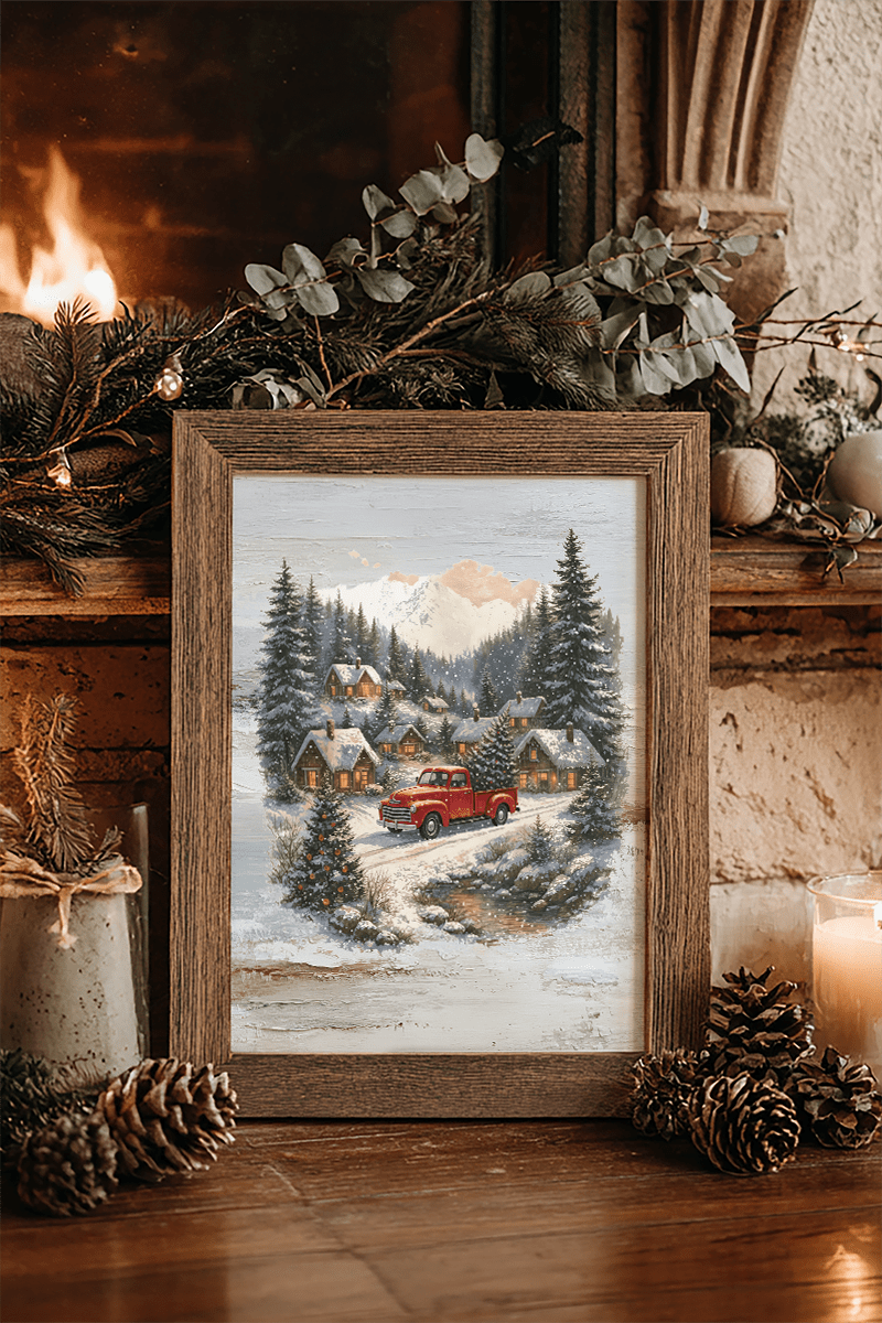 Nostalgic Snowfall On Main Street Ready To Frame Canvas Print ...