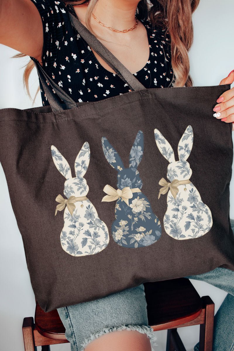 Indigo Bunny Trio Canvas Jumbo Tote | Wholesale Accessory Market