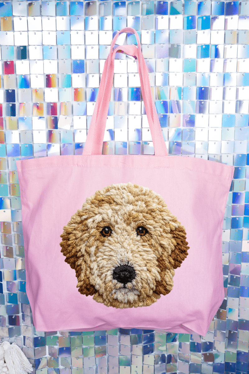 Faux Yarn Goldendoodle Canvas Jumbo Tote | Wholesale Accessory Market