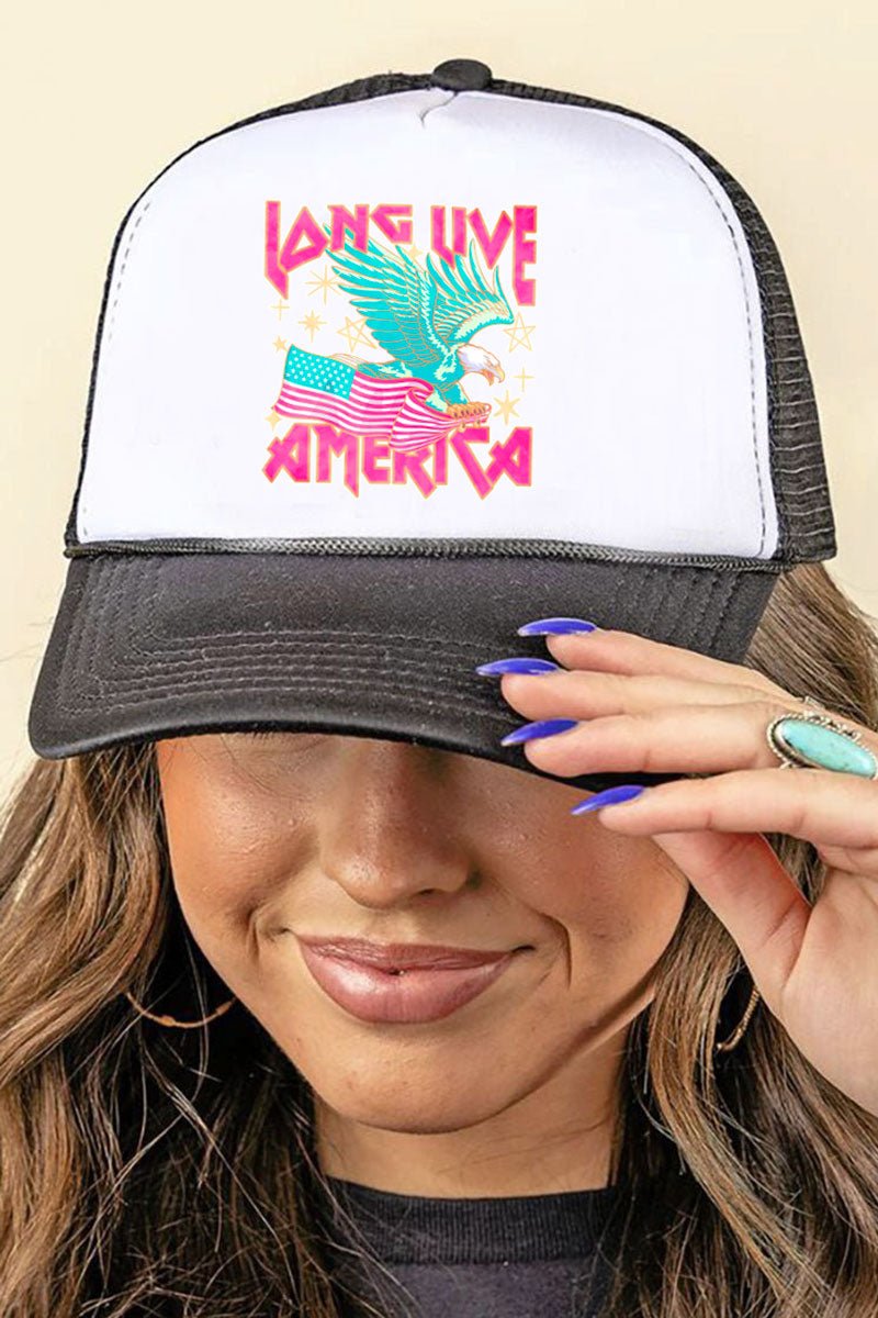 Pink Long Live America Foam Mesh Back Trucker Cap | Wholesale Accessory ...