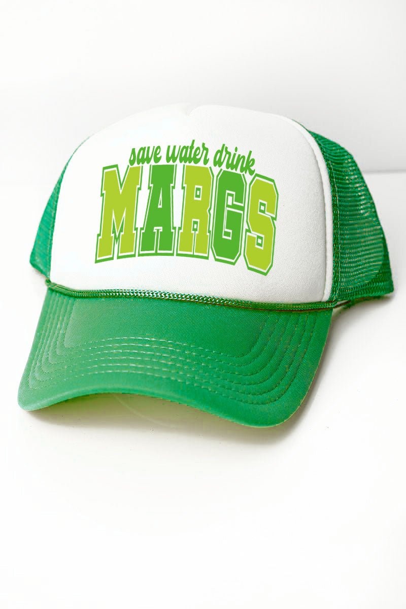 Faux Patch Save Water Drink Margs Transfer Foam Mesh Back Trucker Cap ...