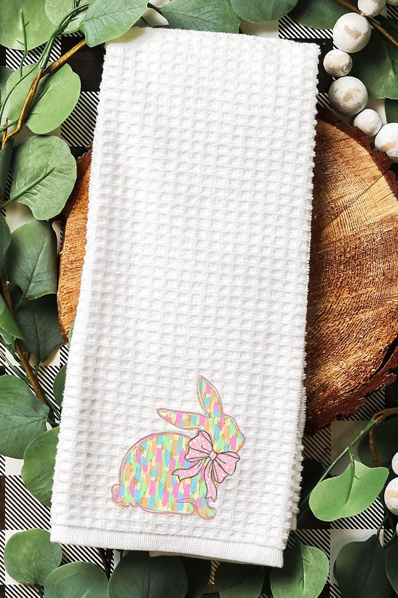 Preppy Brushed Bunny Waffle Kitchen Towel | Wholesale Accessory Market
