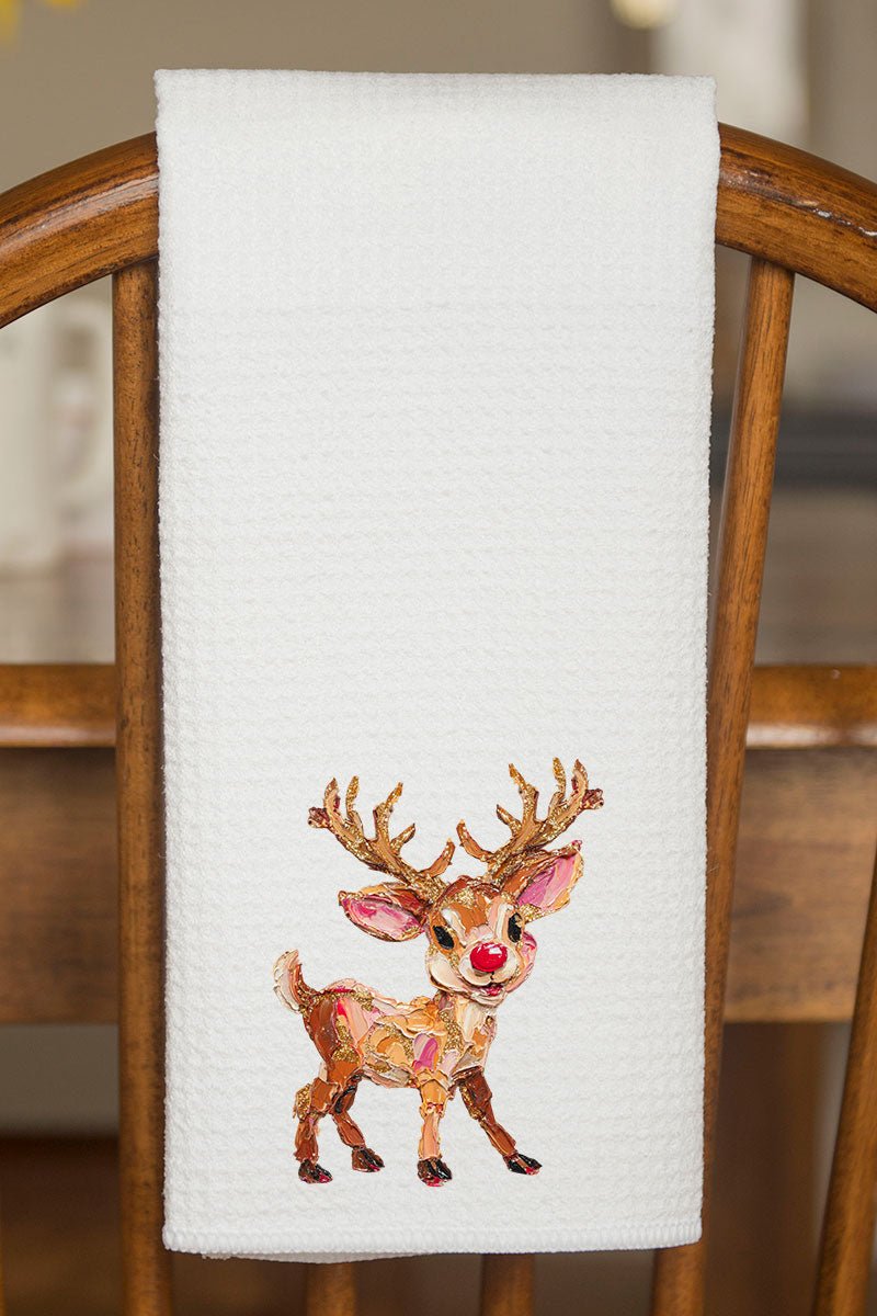 The Painted Red Nose Reindeer Waffle Kitchen Towel | Wholesale ...