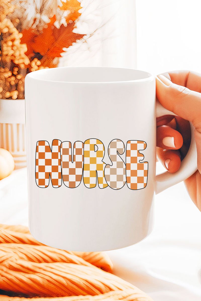 Checkered Autumn Nurse Ceramic Mug | Wholesale Accessory Market