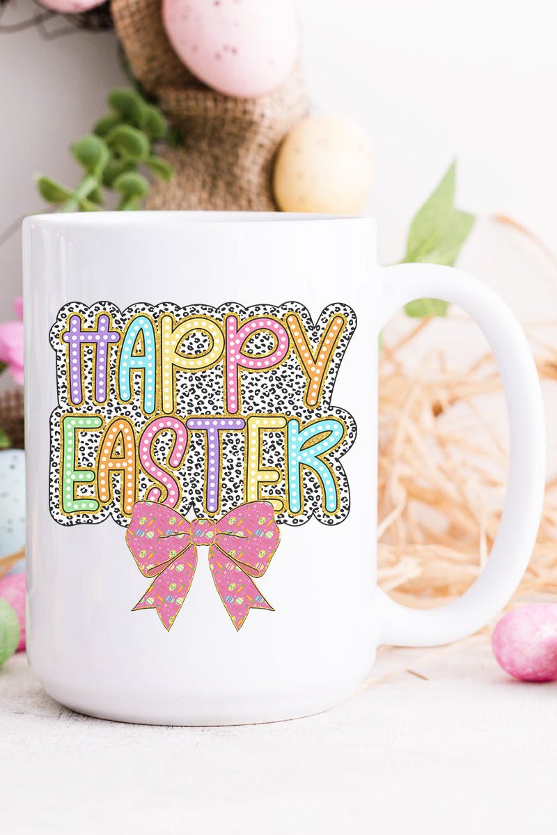 Colorful Happy Easter Bow Ceramic Mug | Wholesale Accessory Market