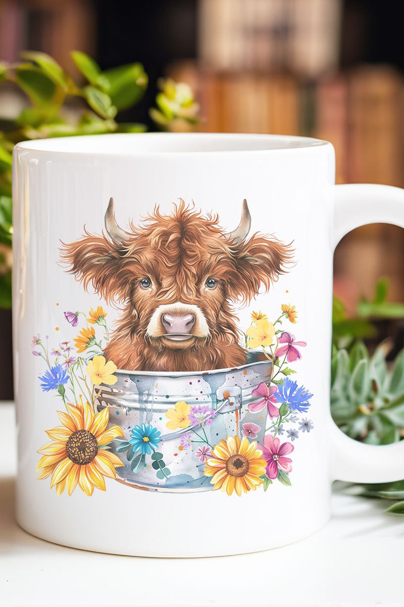 Springtime Highland Cow Ceramic Mug | Wholesale Accessory Market
