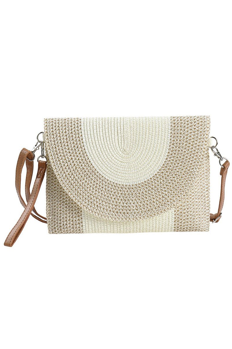 Capri Beige Straw Envelope Crossbody Clutch | Wholesale Accessory Market