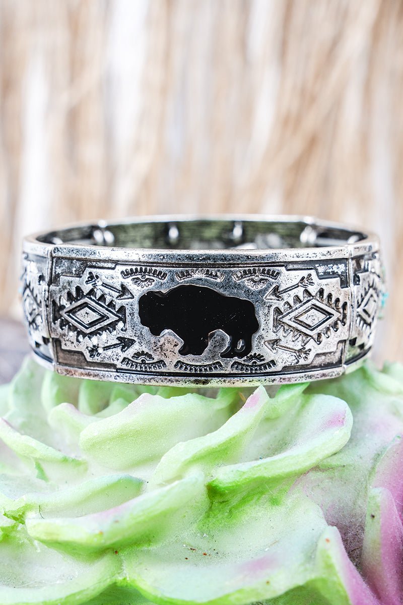 Turquoise Taos Flintrock Plains Silvertone Bracelet | Wholesale ...
