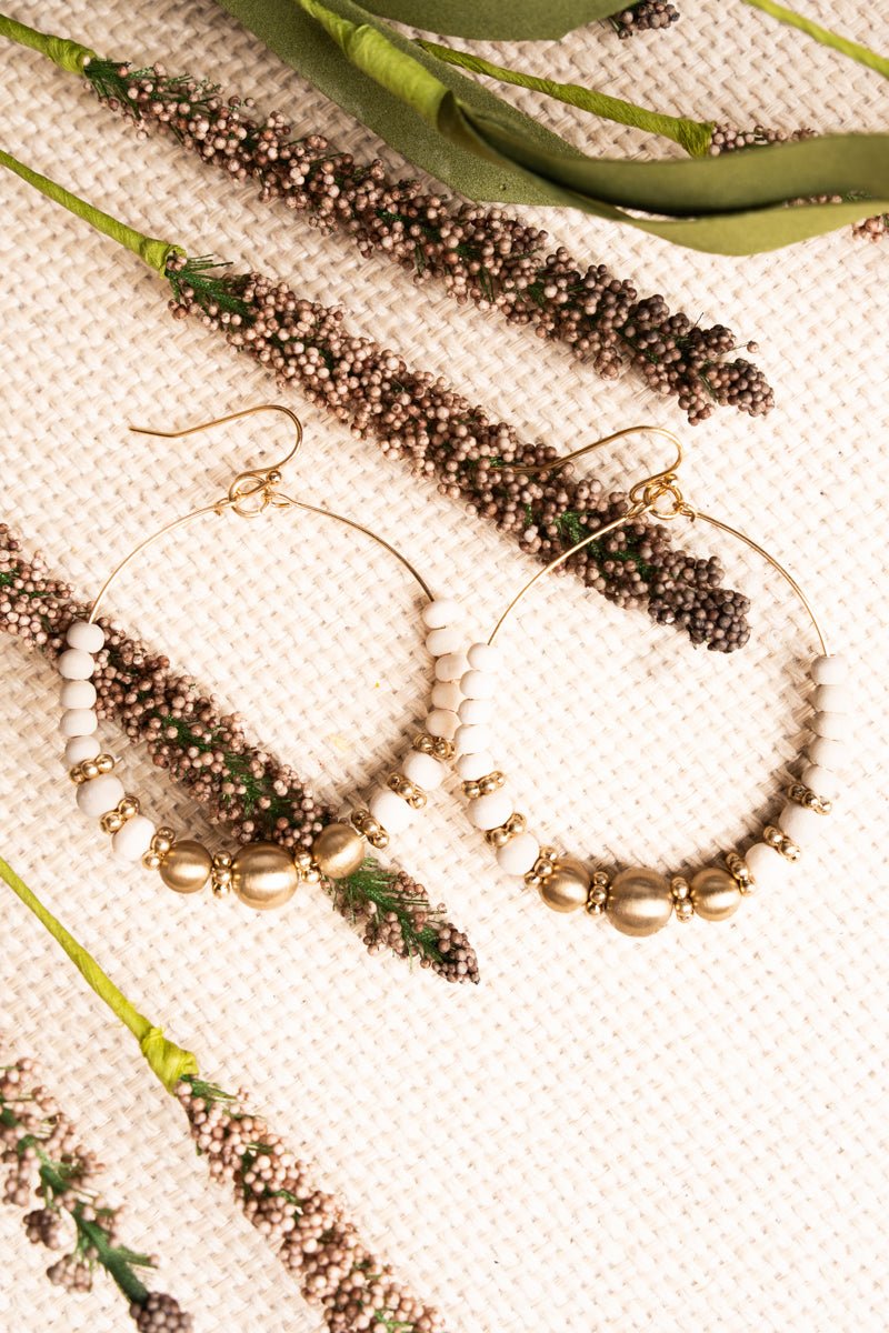 Robyn Ivory Beaded Hoop Earrings | Wholesale Accessory Market