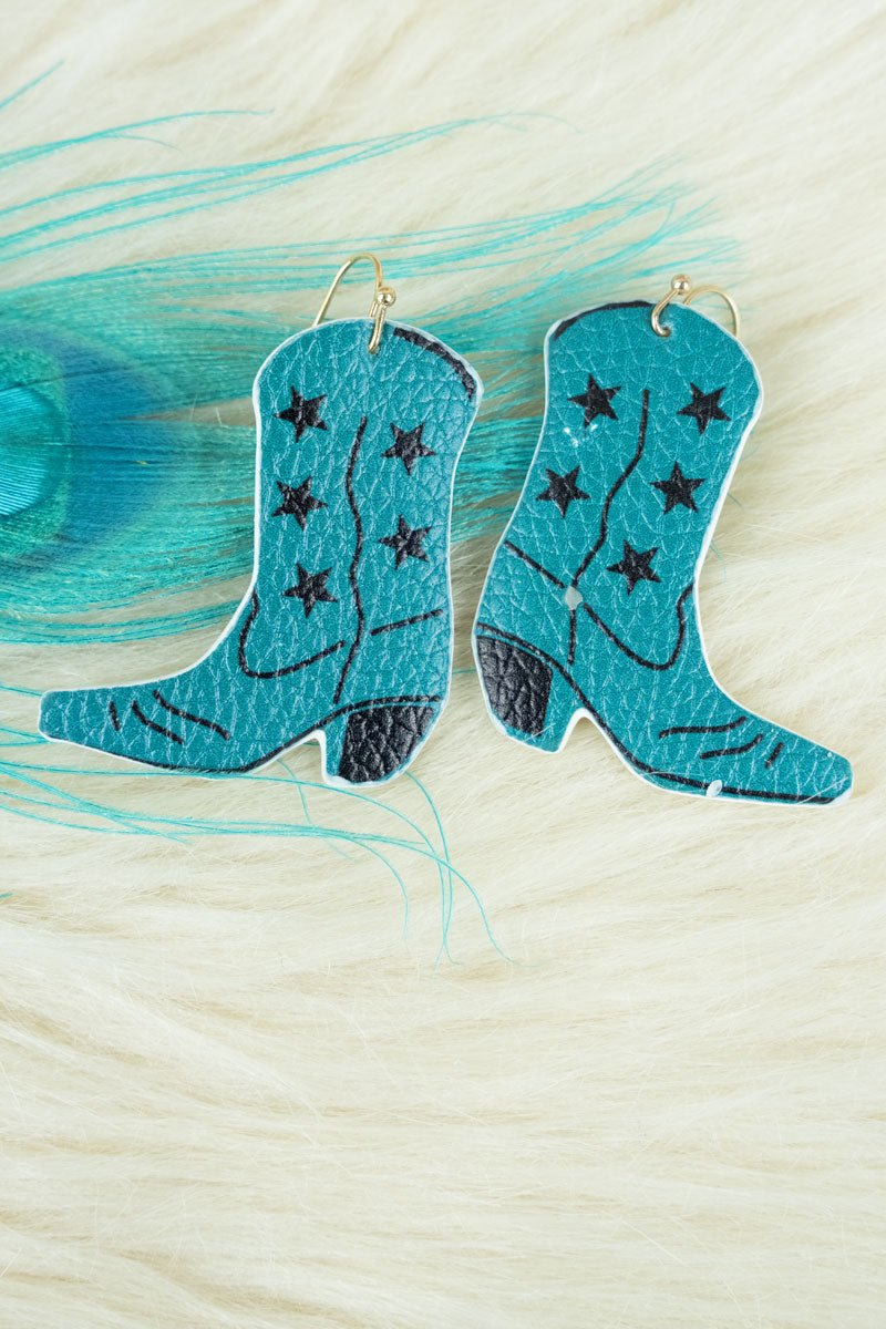 Black And Turquoise Star Boot Earrings | Wholesale Accessory Market