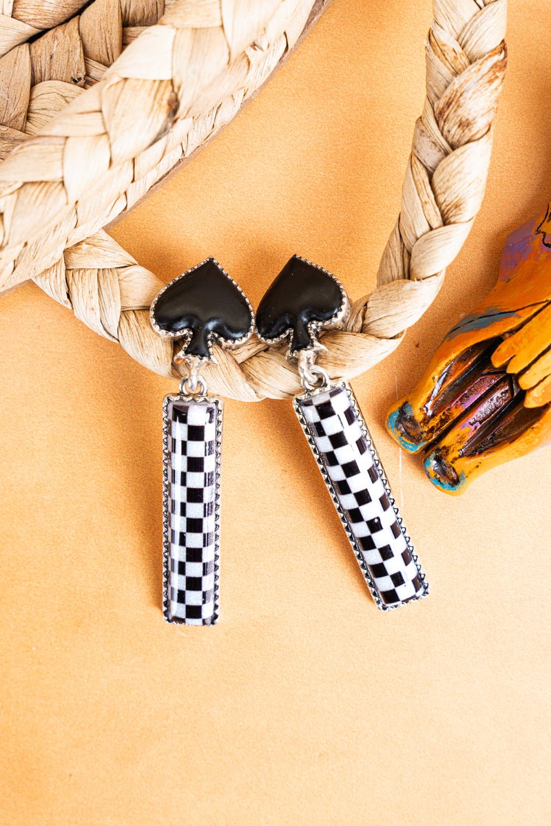 Whimsical Spade and Checkerboard Earrings | Wholesale Accessory Market