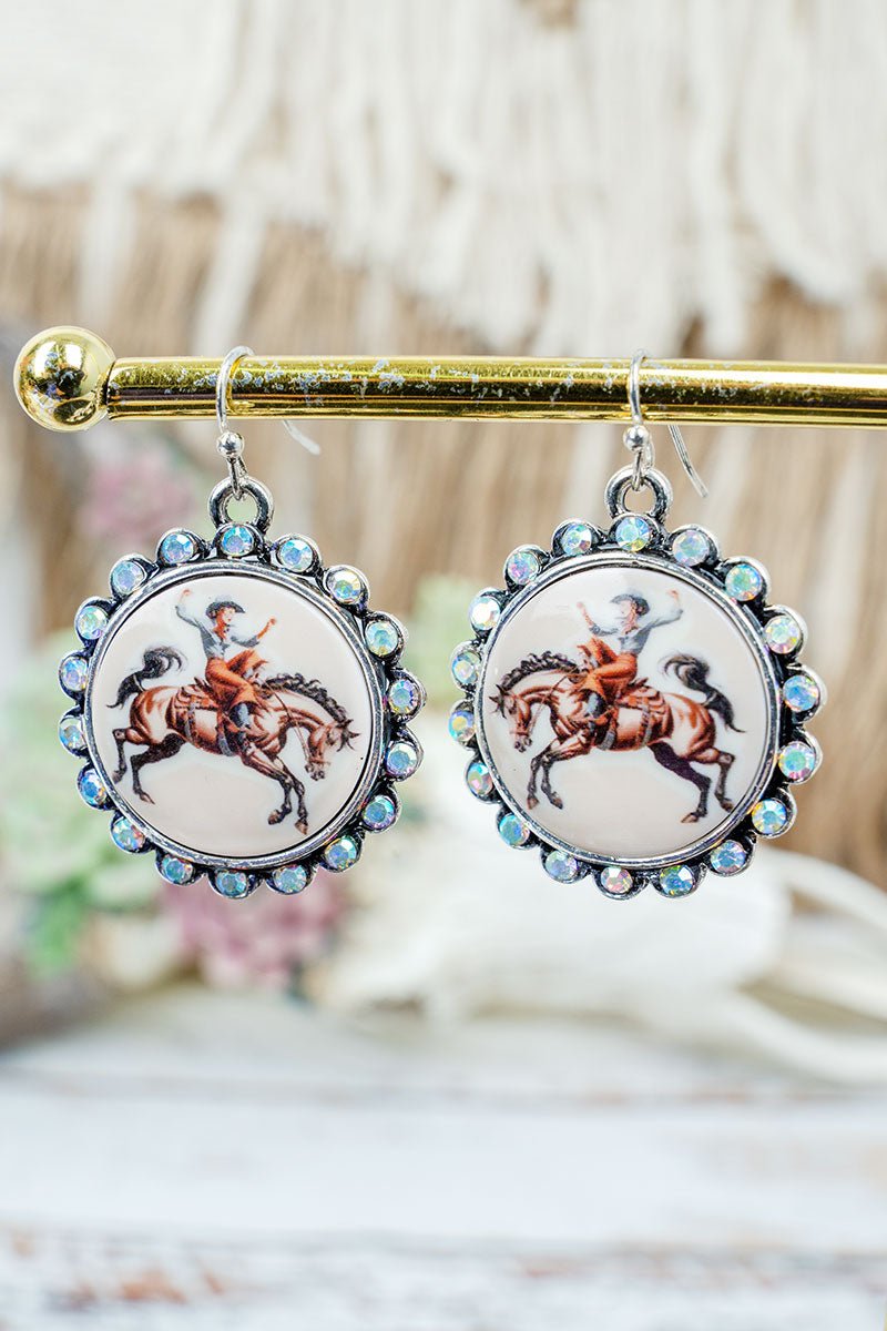 Iridescent Range Rider Silvertone Earrings | Wholesale Accessory Market