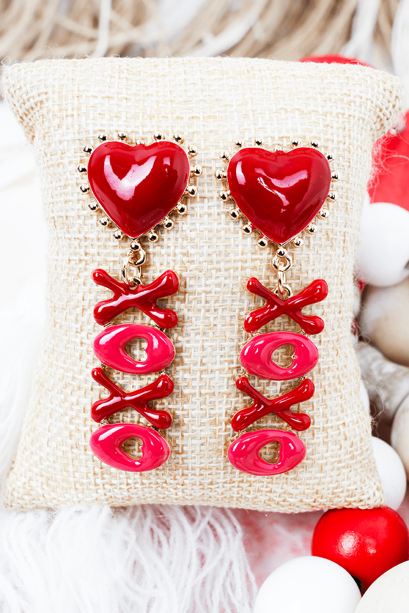 Red XOXO Sweetheart Earrings | Wholesale Accessory Market