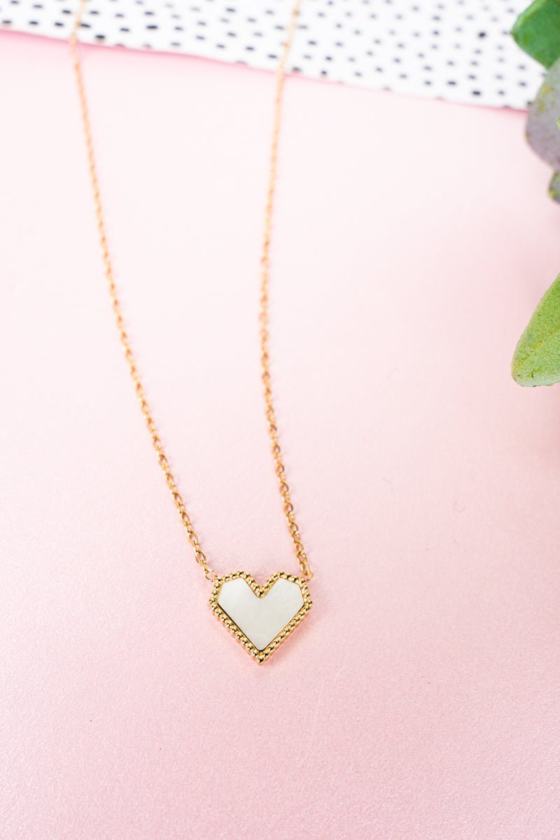 Sweetheart White & Goldtone Necklace | Wholesale Accessory Market