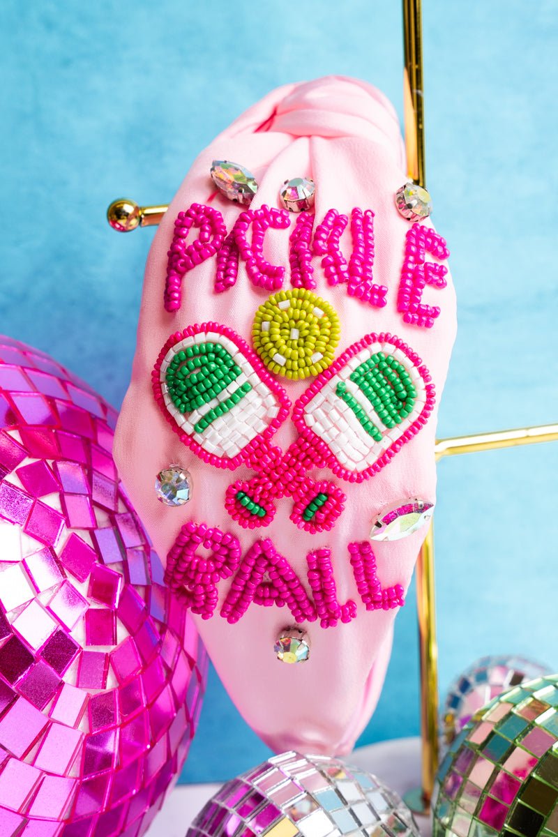 Pink Pickle Ball Seed Bead Knotted Headband | Wholesale Accessory Market