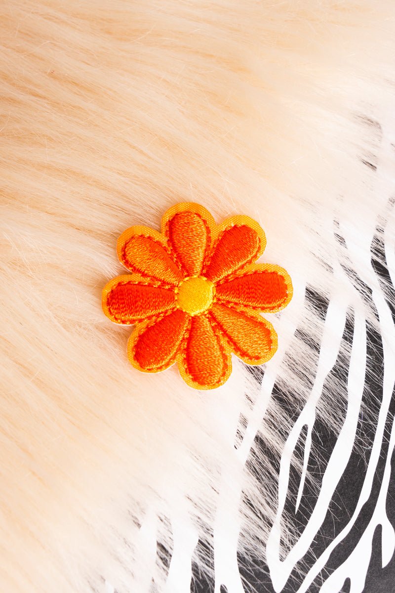 Orange Daisy Embroidered Patch | Wholesale Accessory Market