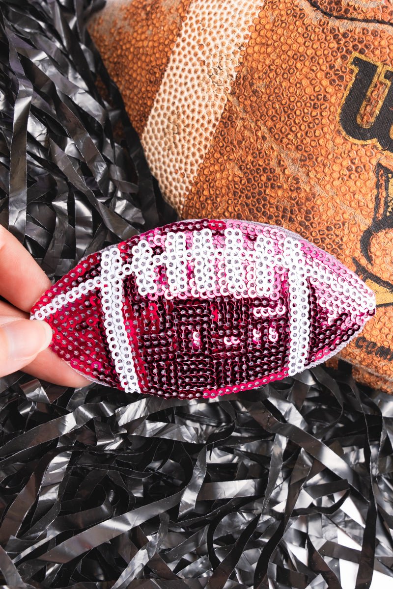 Fuchsia Football Sequin Patch | Wholesale Accessory Market