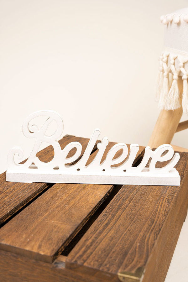 5 x 10 'Believe' Cut-Out Word Tabletop Sign | Wholesale Accessory Market
