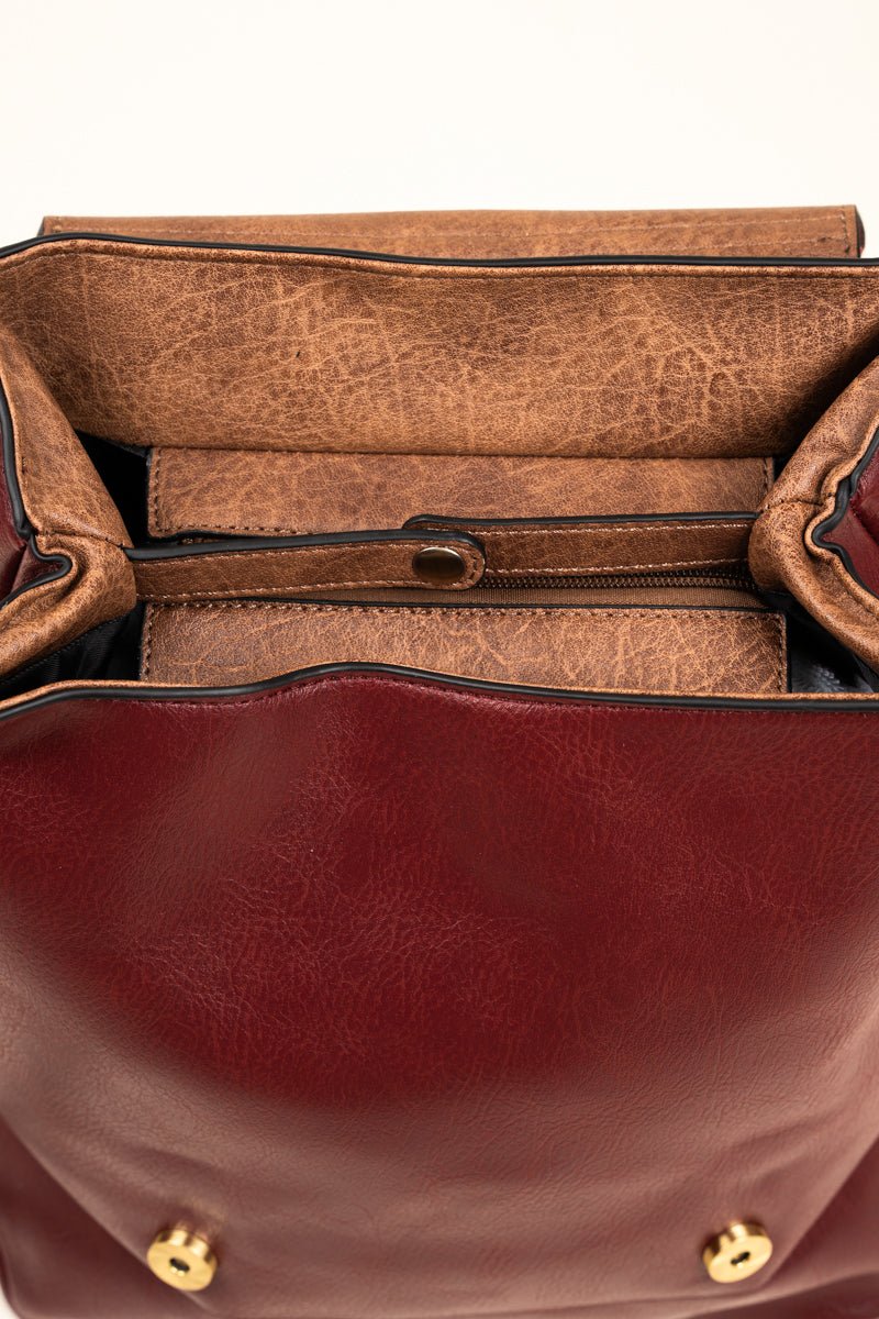 Red Faux Leather Haley Satchel Backpack | Wholesale Accessory Market