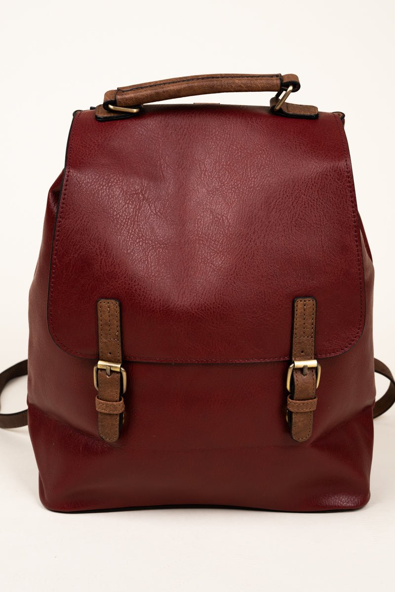 Red Faux Leather Haley Satchel Backpack | Wholesale Accessory Market