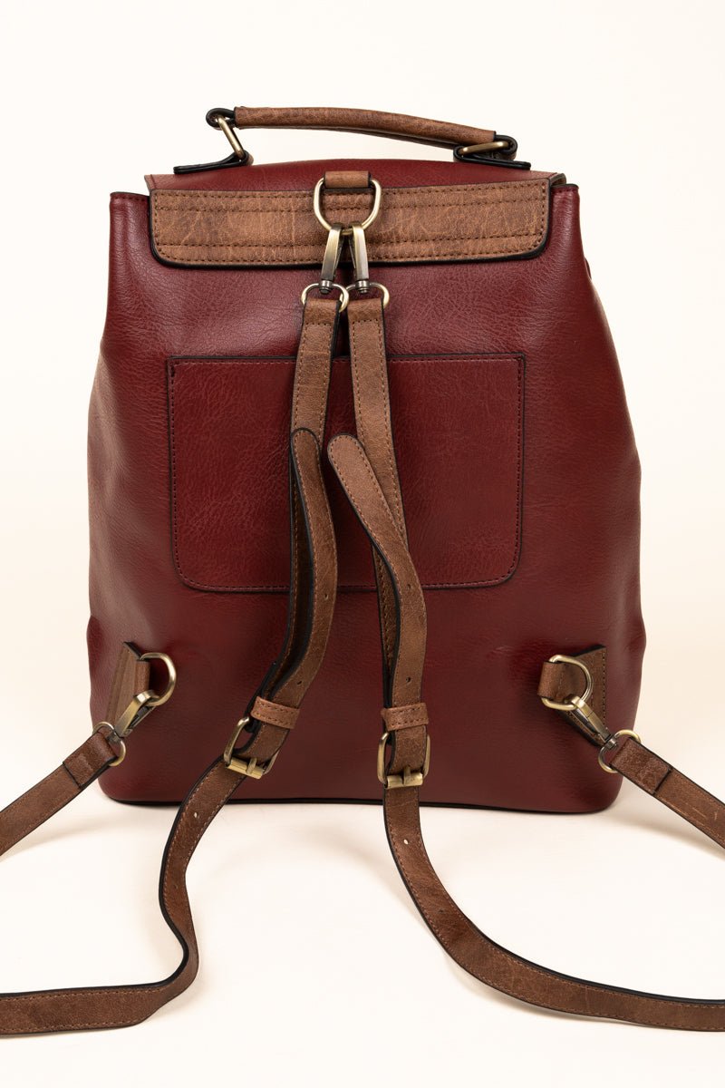 Red Faux Leather Haley Satchel Backpack | Wholesale Accessory Market