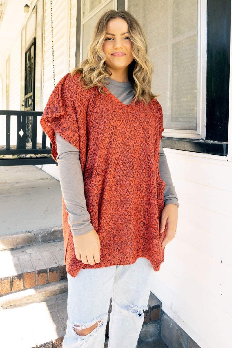 Autumn Trails Pocket Poncho, Rust | Wholesale Accessory Market