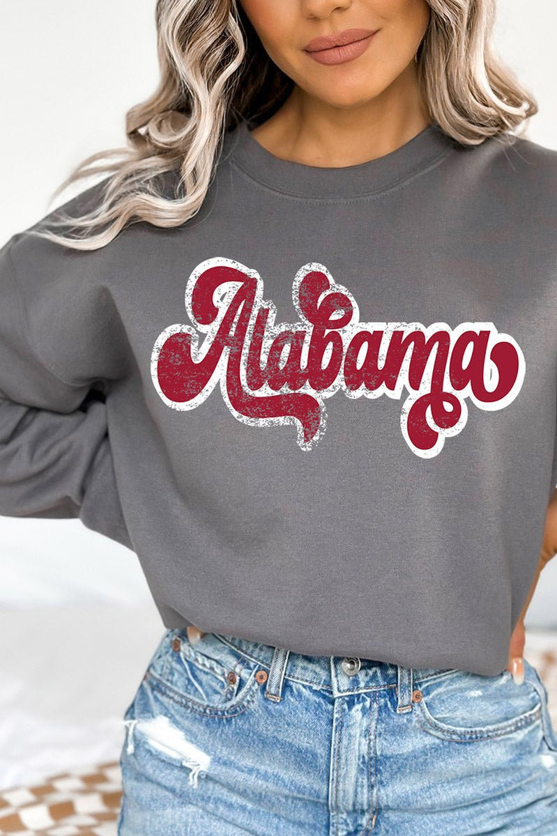 Distressed Alabama Script Heavy-weight Crew Sweatshirt | Wholesale ...