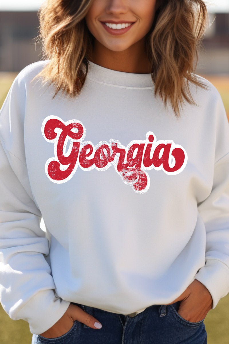 Distressed Georgia Script Heavy-weight Crew Sweatshirt | Wholesale ...