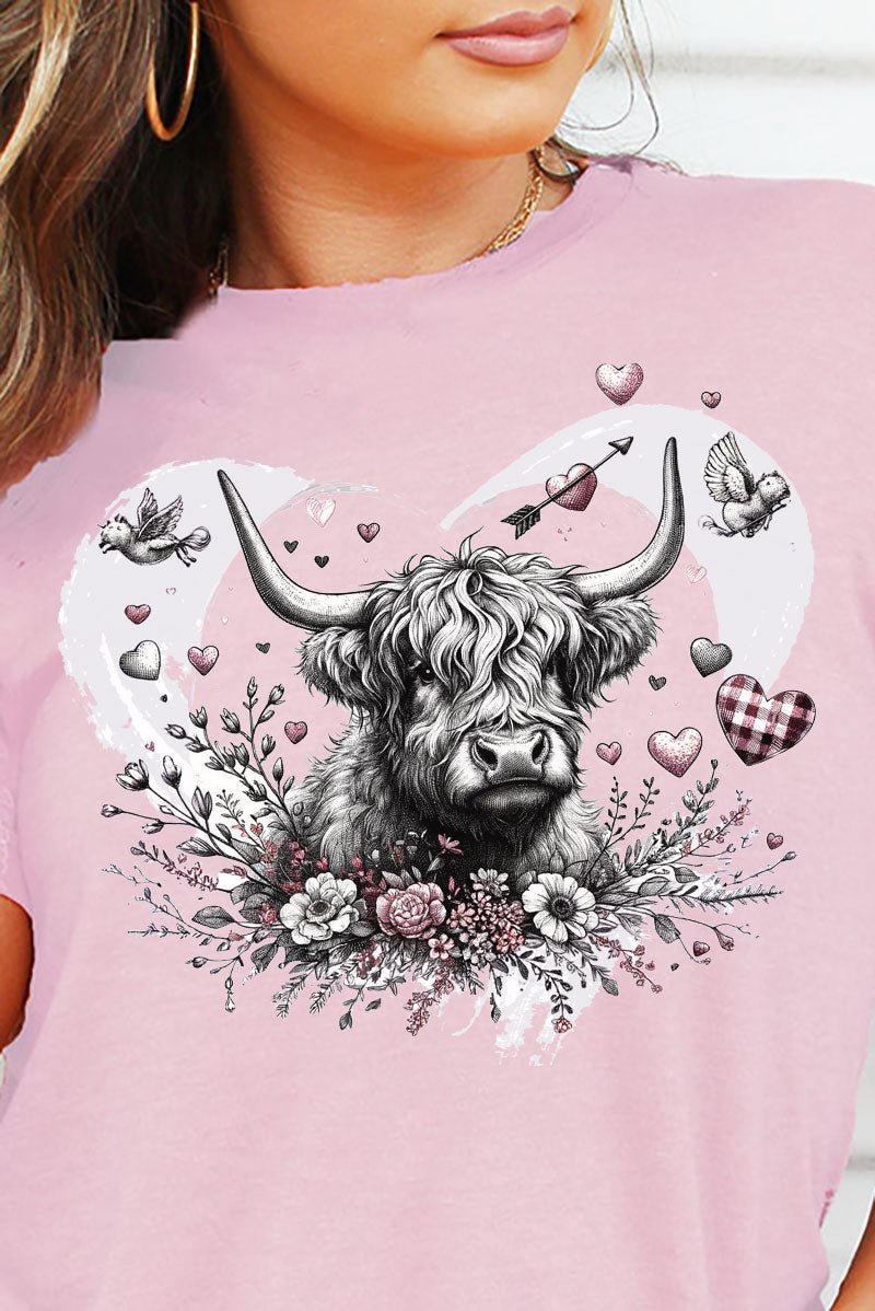 Hearts For Highland Cow Unisex Blend Tee | Wholesale Accessory Market