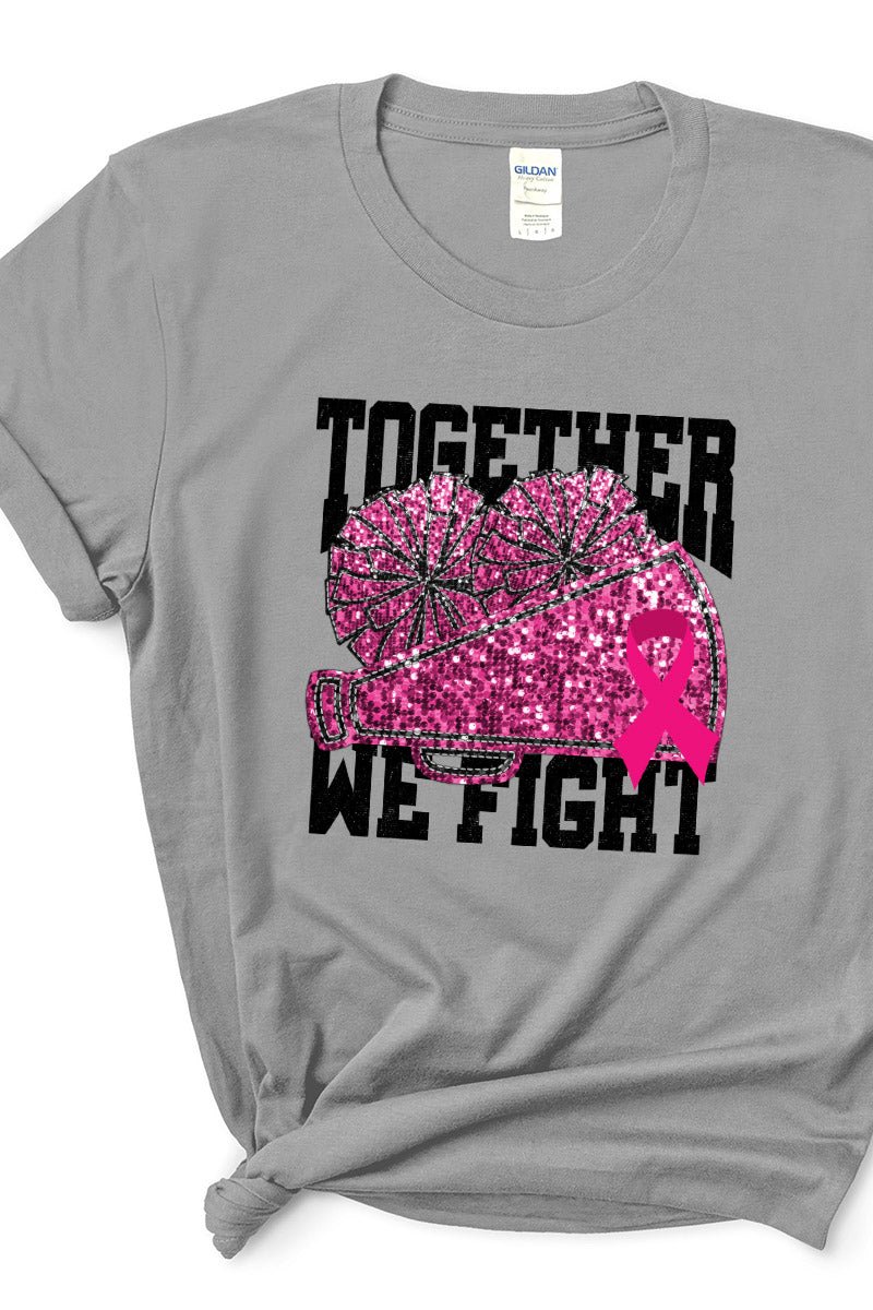 Cheer Together We Fight Pink Ribbon Short Sleeve Relaxed Fit T-Shirt ...