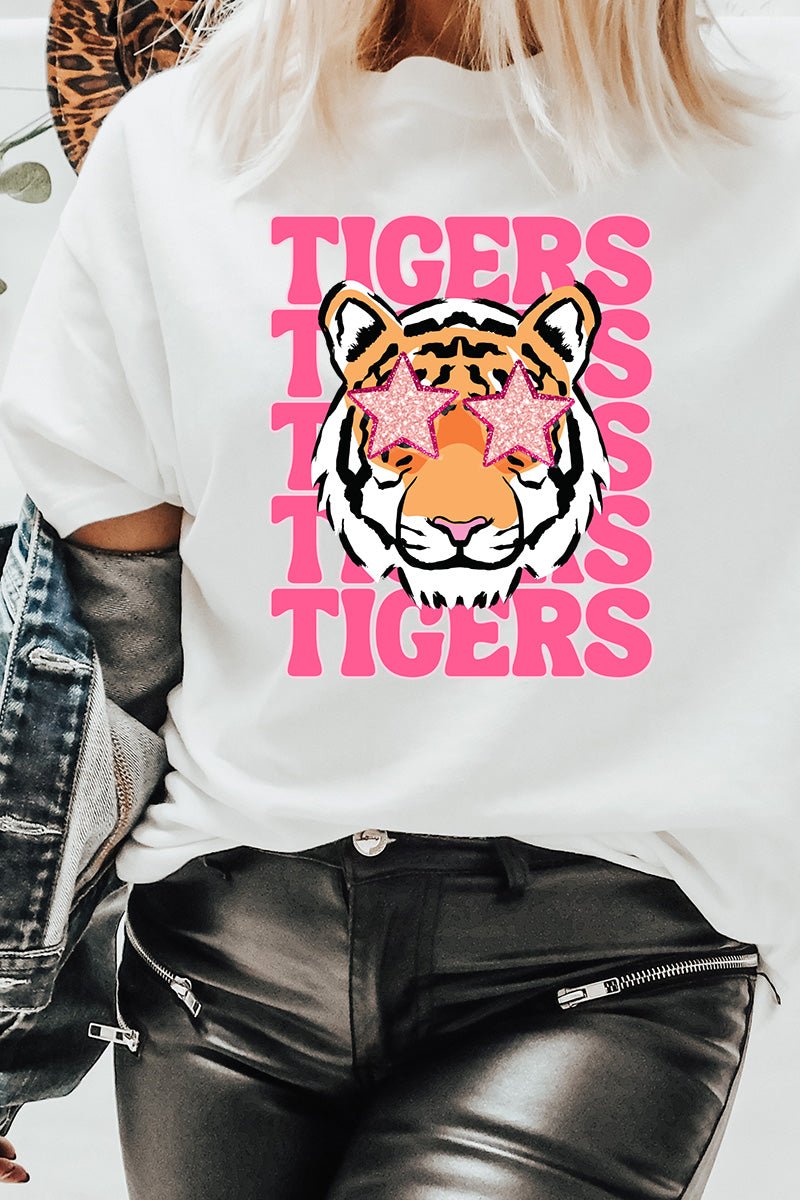 Stacked Pink Tigers Short Sleeve Relaxed Fit T-Shirt | Wholesale ...