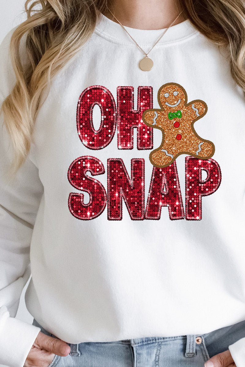 Faux Sequin Oh Snap Gingerbread Transfer Unisex NuBlend Crew Sweatshirt ...