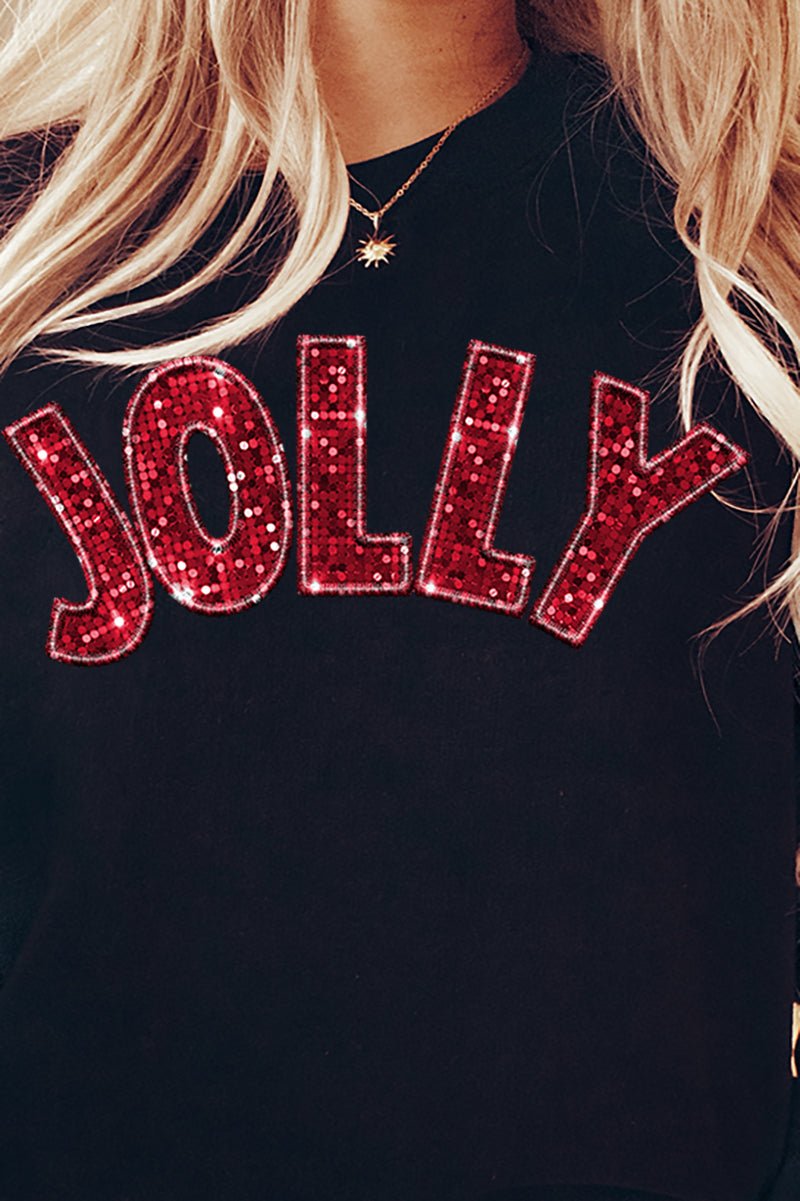 Faux Sequin Red Jolly Transfer Unisex NuBlend Crew Sweatshirt ...
