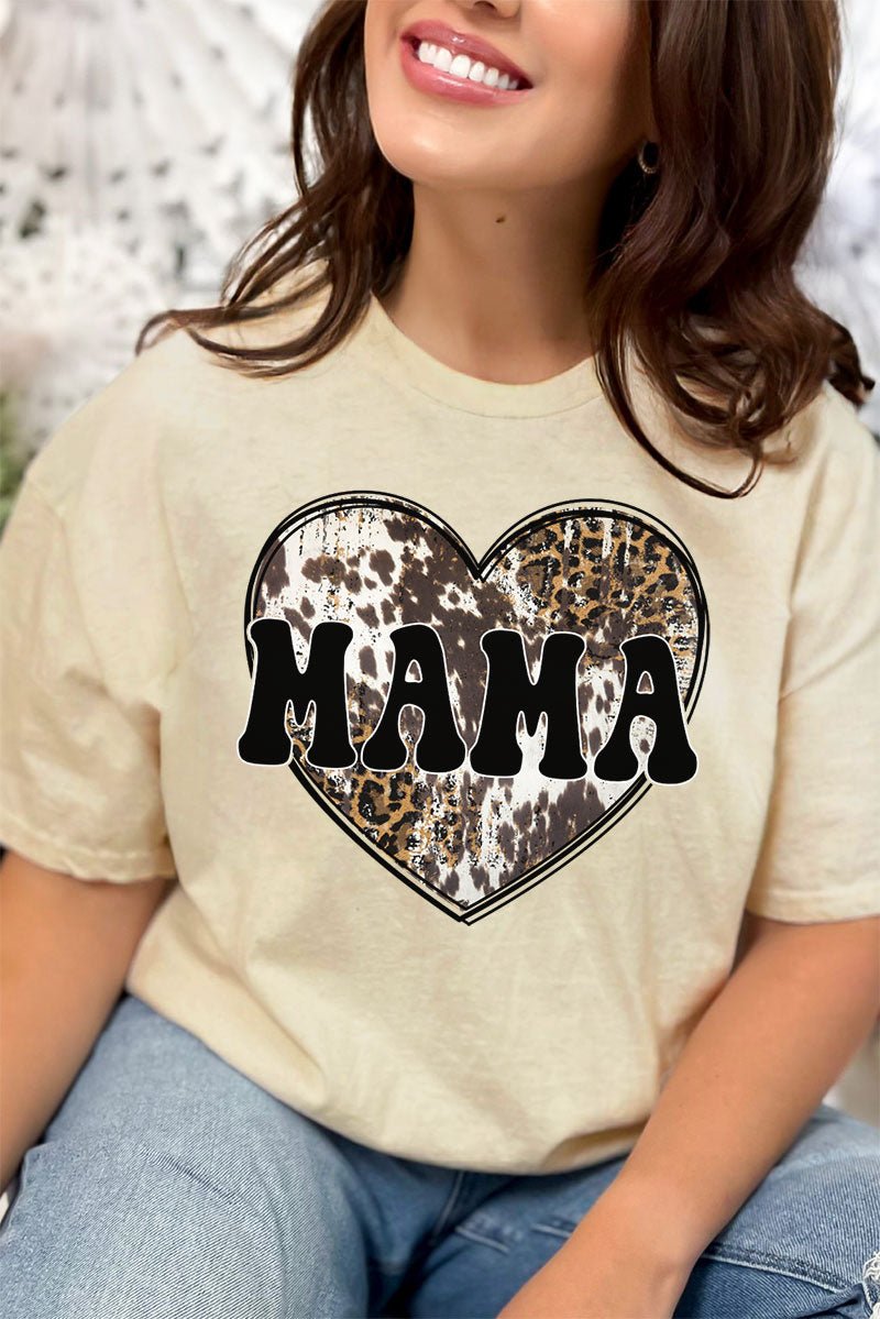 Cowhide Heart Mama Combed Cotton T-Shirt | Wholesale Accessory Market