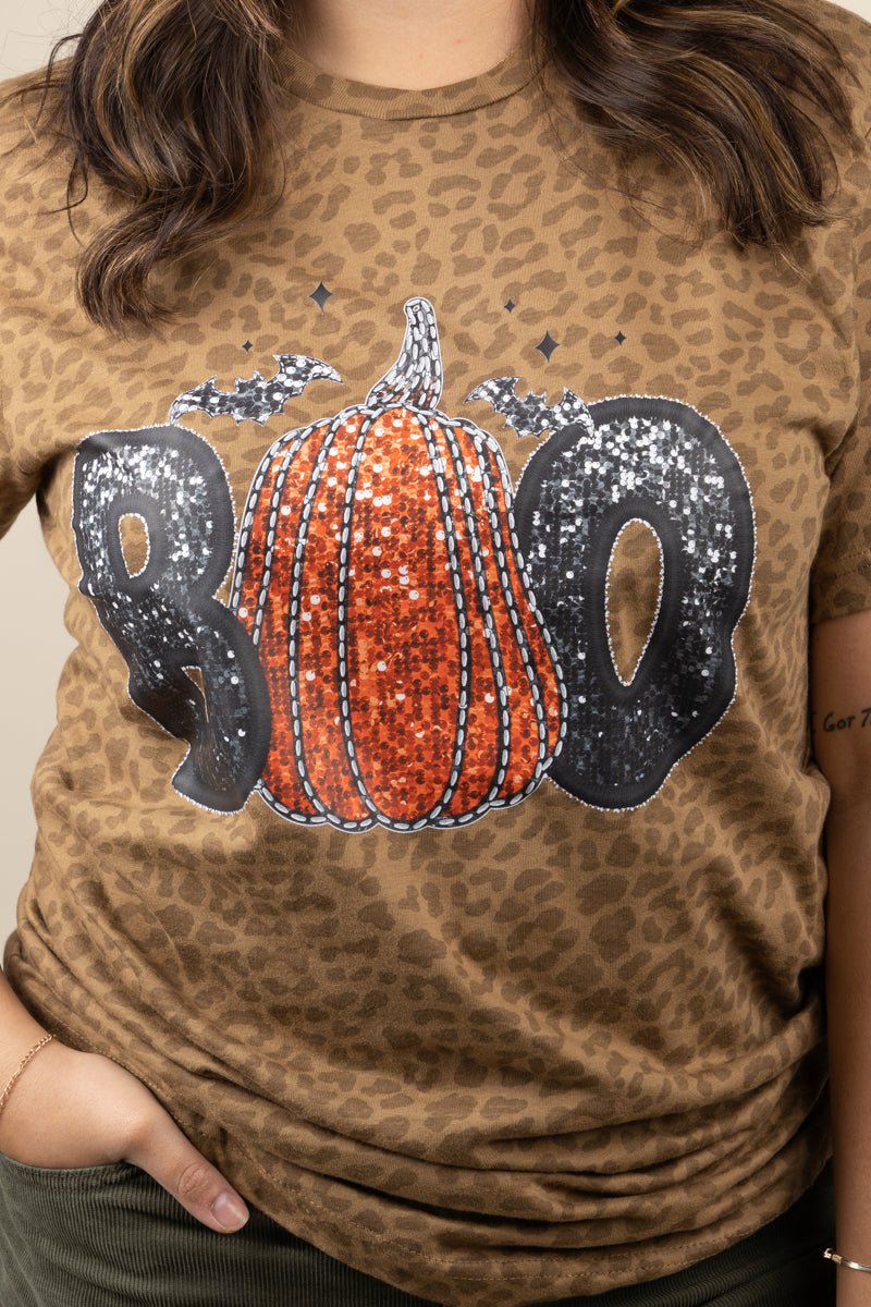 Faux Sequin Boo Transfer Fine Jersey Tee | Wholesale Accessory Market