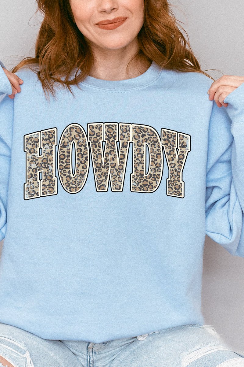 Arched Howdy Leopard Heavy-weight Crew Sweatshirt | Wholesale Accessory ...