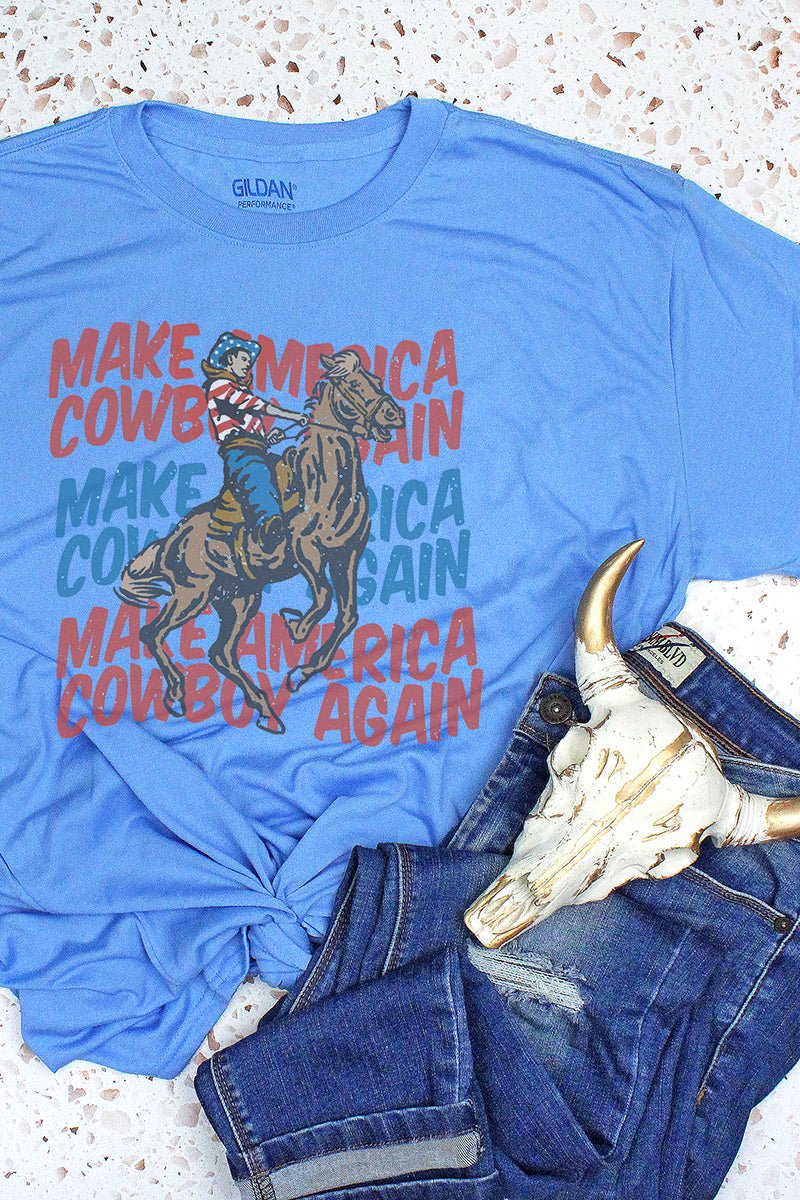 Distressed Make America Cowboy Again Unisex Dri-Power Poly Tee ...
